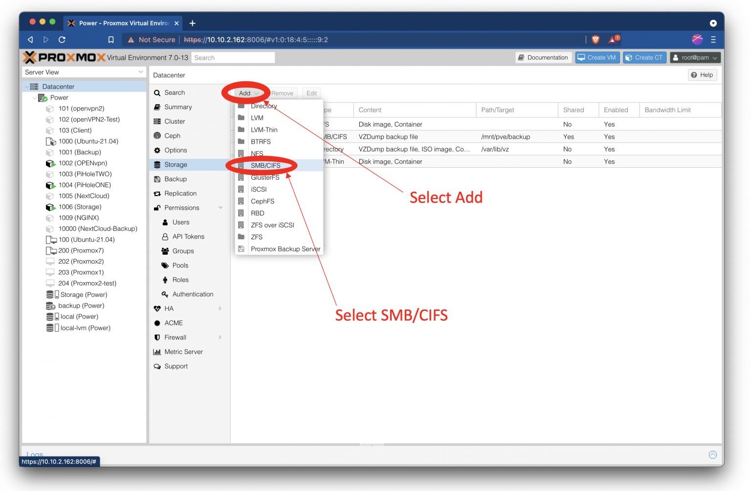 Add SMB Share Using Just Web Interface Proxmox 7 – Virtualize Everything